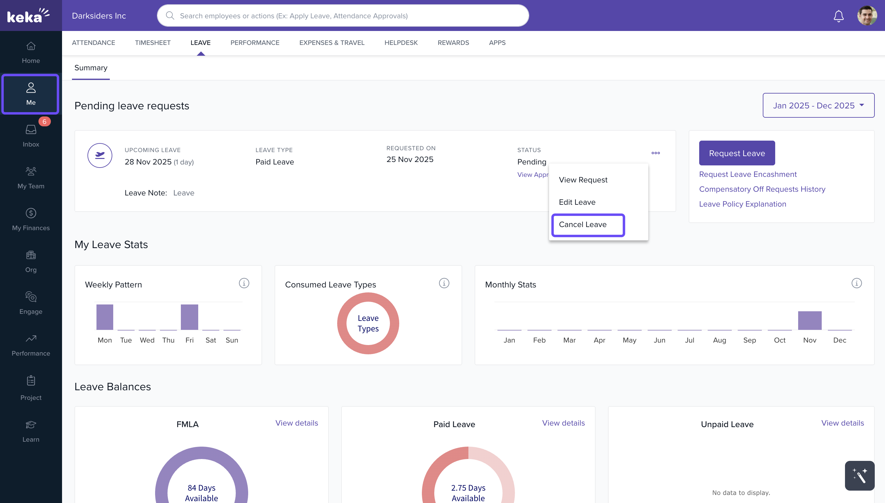 How to cancel a Leave? – Home Page